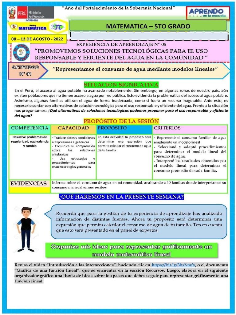 EXPERIENCIA DE APRENDIZAJE #05 - ACTIVIDAD #01 - 5to Grado | PDF