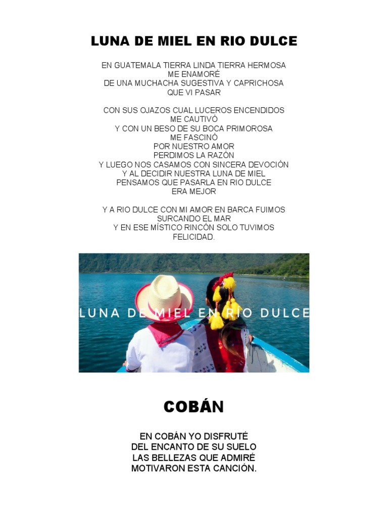 Luna de miel en Río Dulce: Canción y Letra | PDF | Guatemala