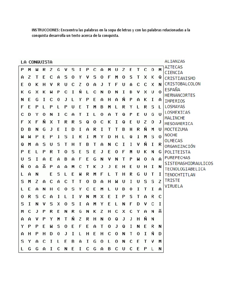 Sopa de Letras Conquista | PDF