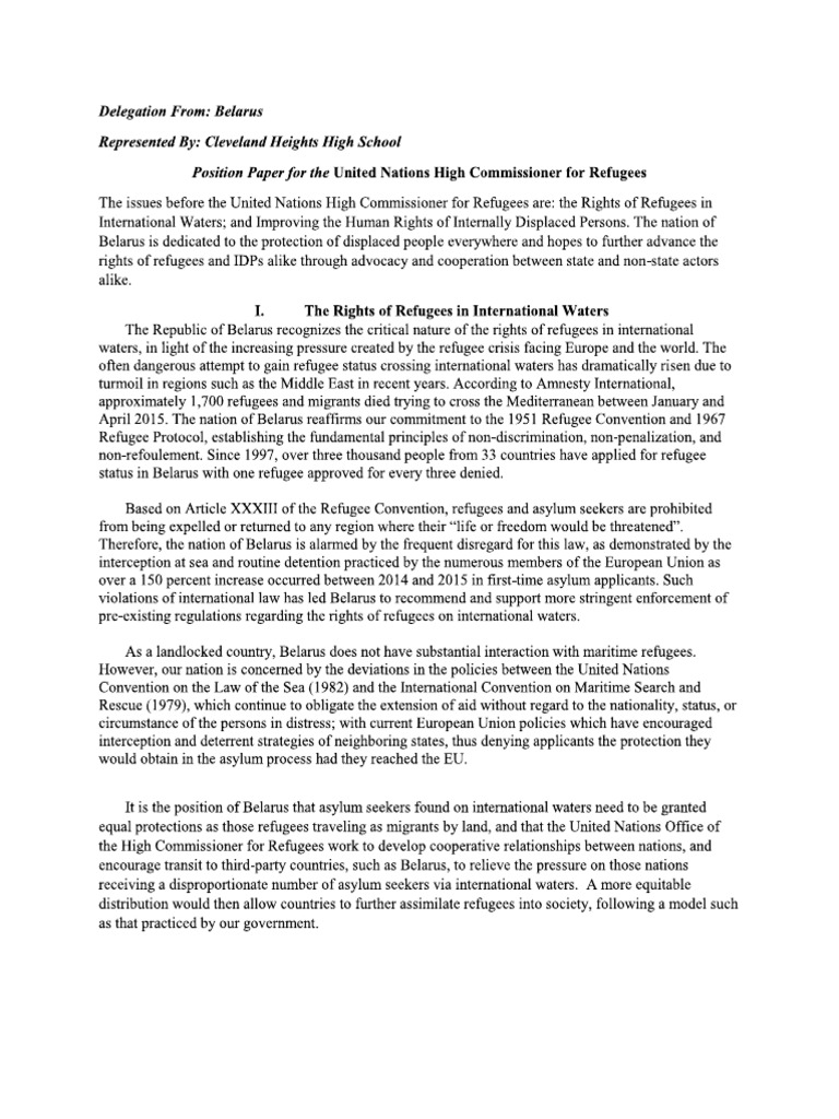 MUN Position Paper - Belarus | PDF