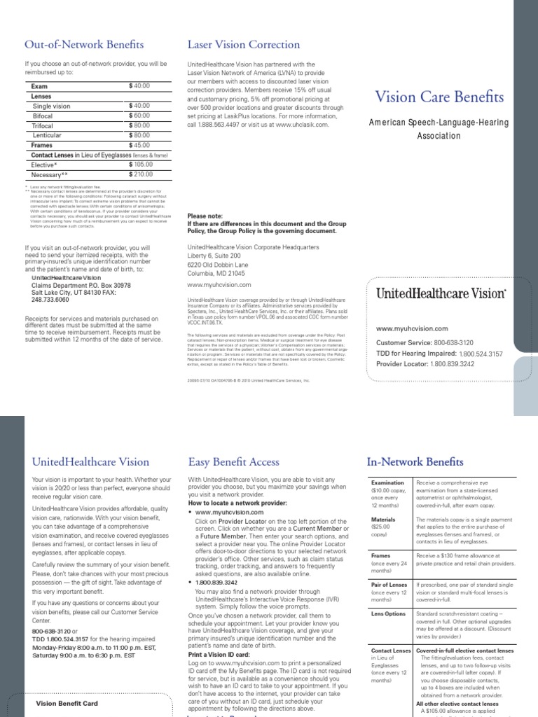 UHC Vision Plan Summary | Download Free PDF | Contact Lens | Lens (Optics)