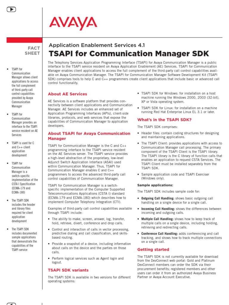 TSAPI | PDF | Application Programming Interface | Software Development Kit