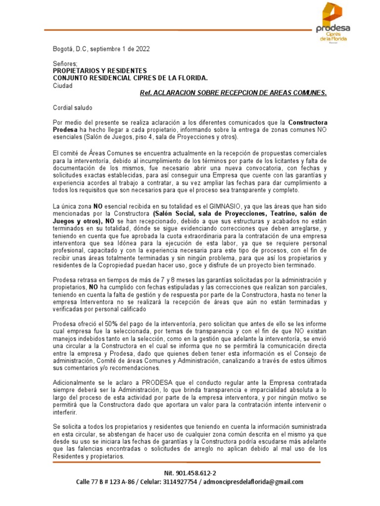 Comunicado Areas Comunes | PDF | Business