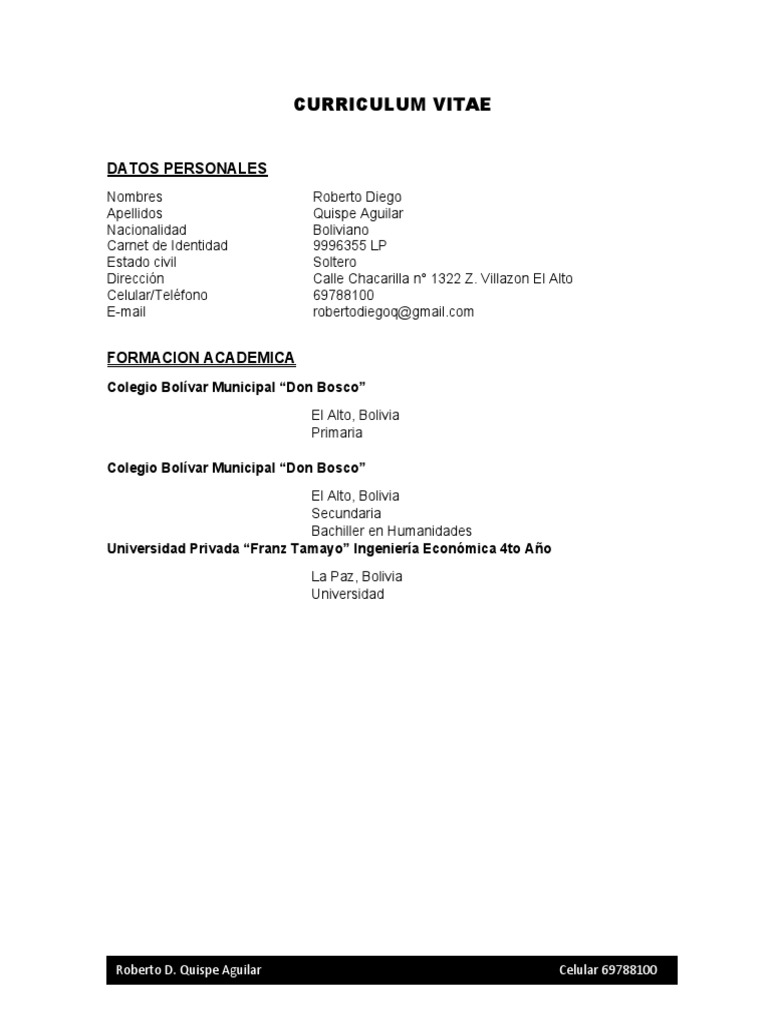 Hoja de Vida RDQ | PDF