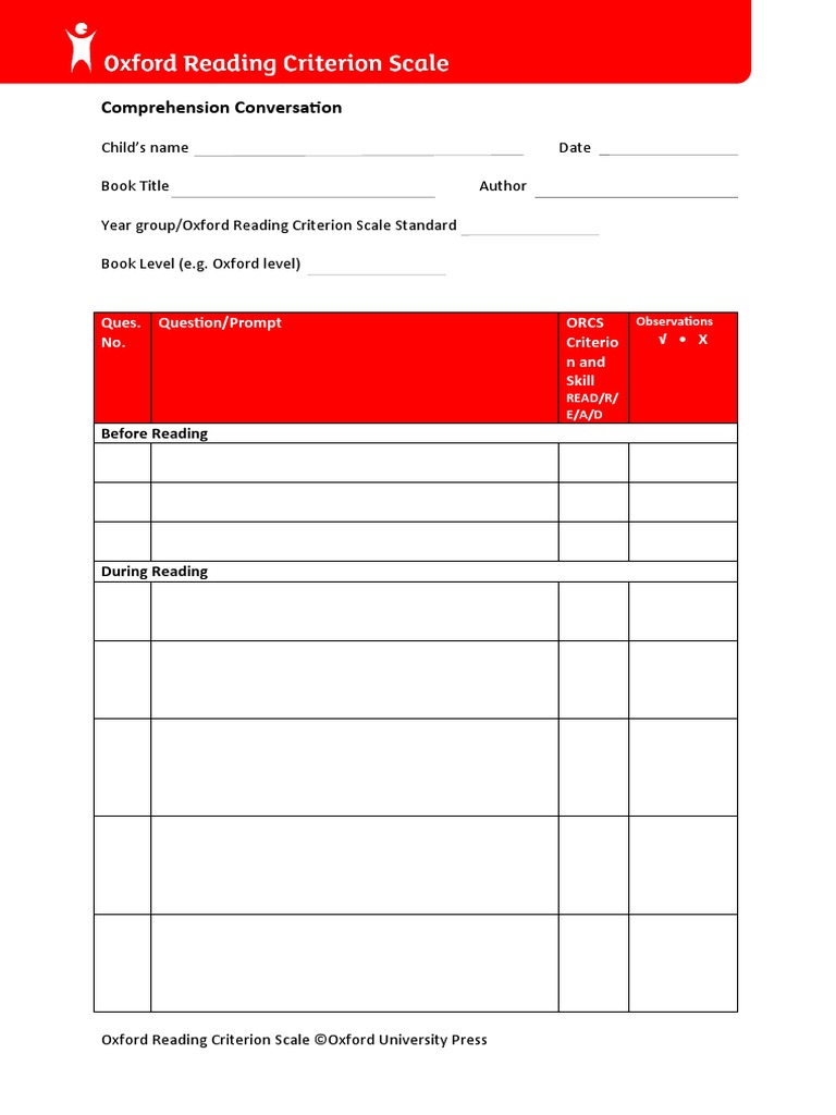 ORCS Comprehension Conversation 1 Child Template | PDF