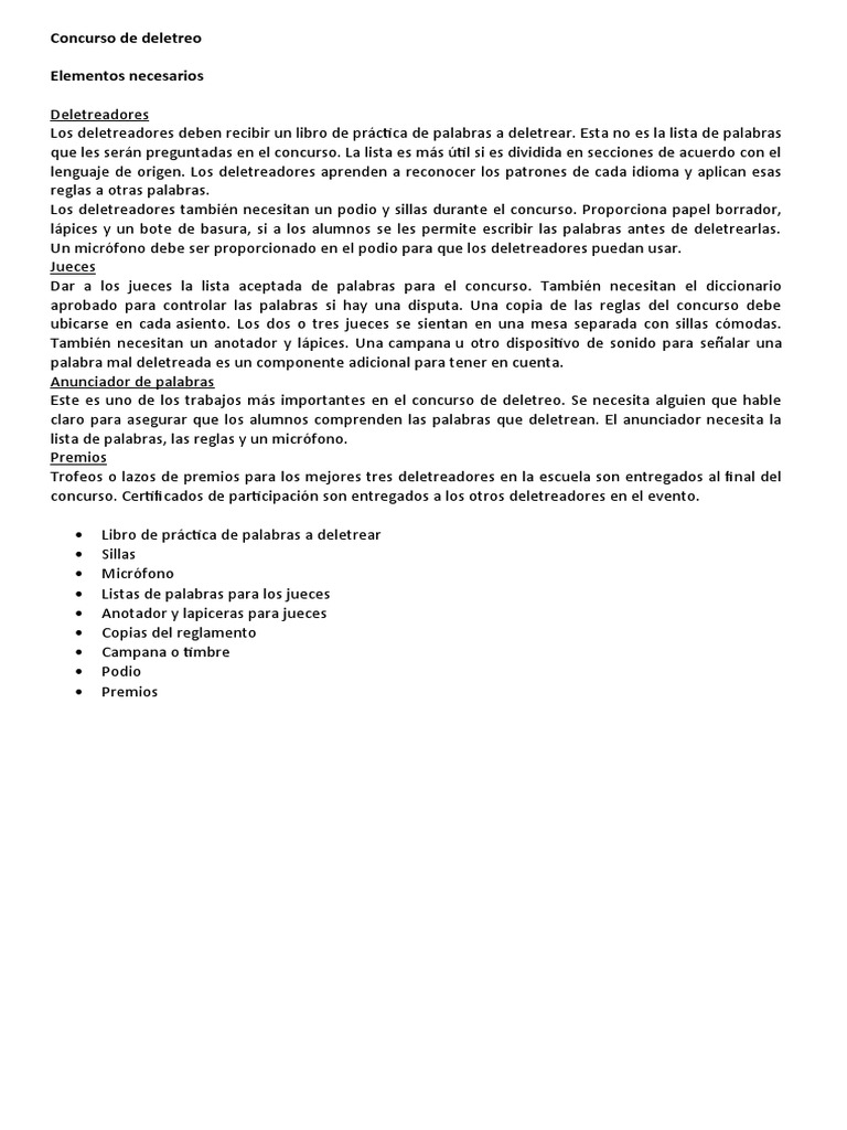 Reglas del Concurso de Deletreo 2025 | PDF | Palabra