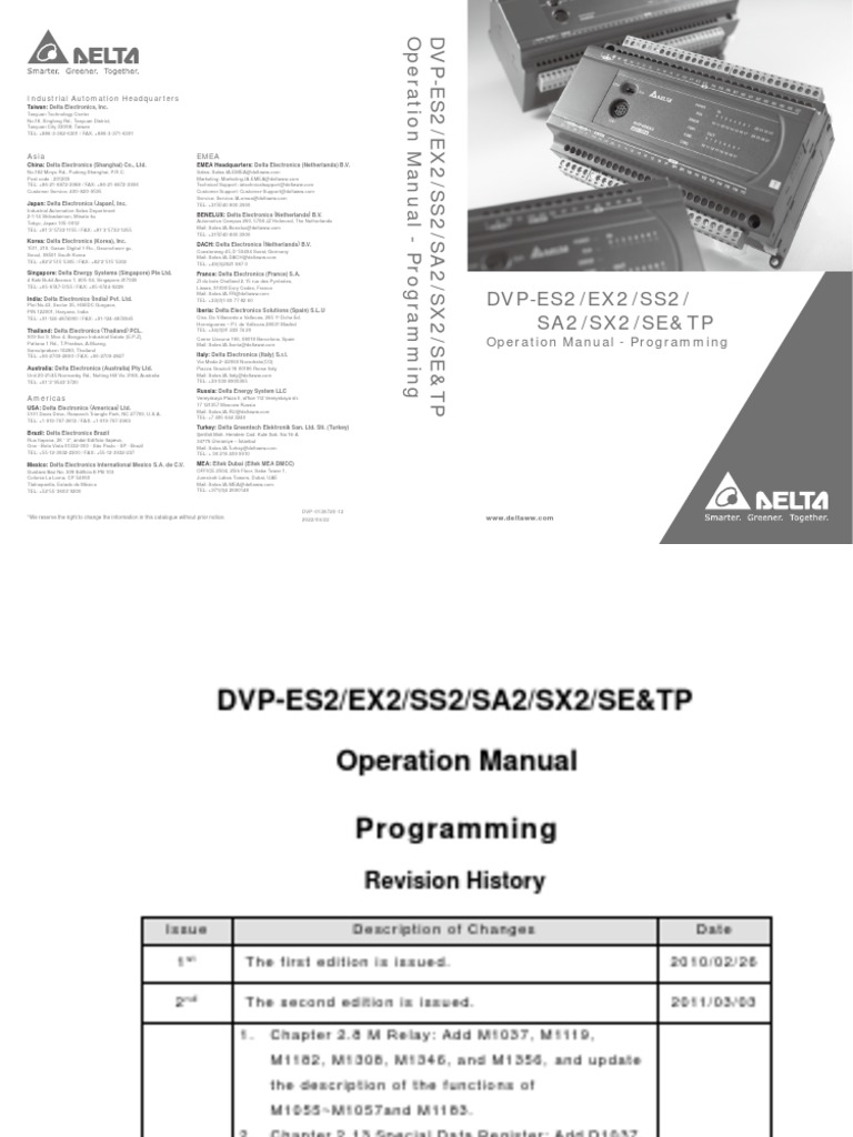 Delta Ia PLC DVP Es2 Ex2 Ss2 Sa2 Sx2 Se TP PM en 20220412 | PDF ...