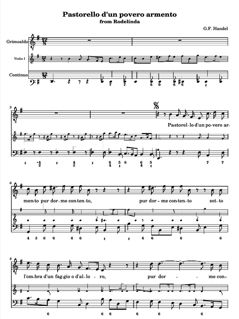 PDF Handel Pastorello Dx27un Povero Armento DL | PDF | Opera | Vocal ...