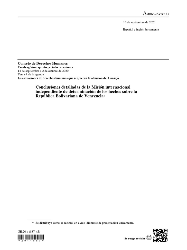 A HRC 45 CRP 11 SP | PDF | Convenio europeo de derechos humanos | Violación