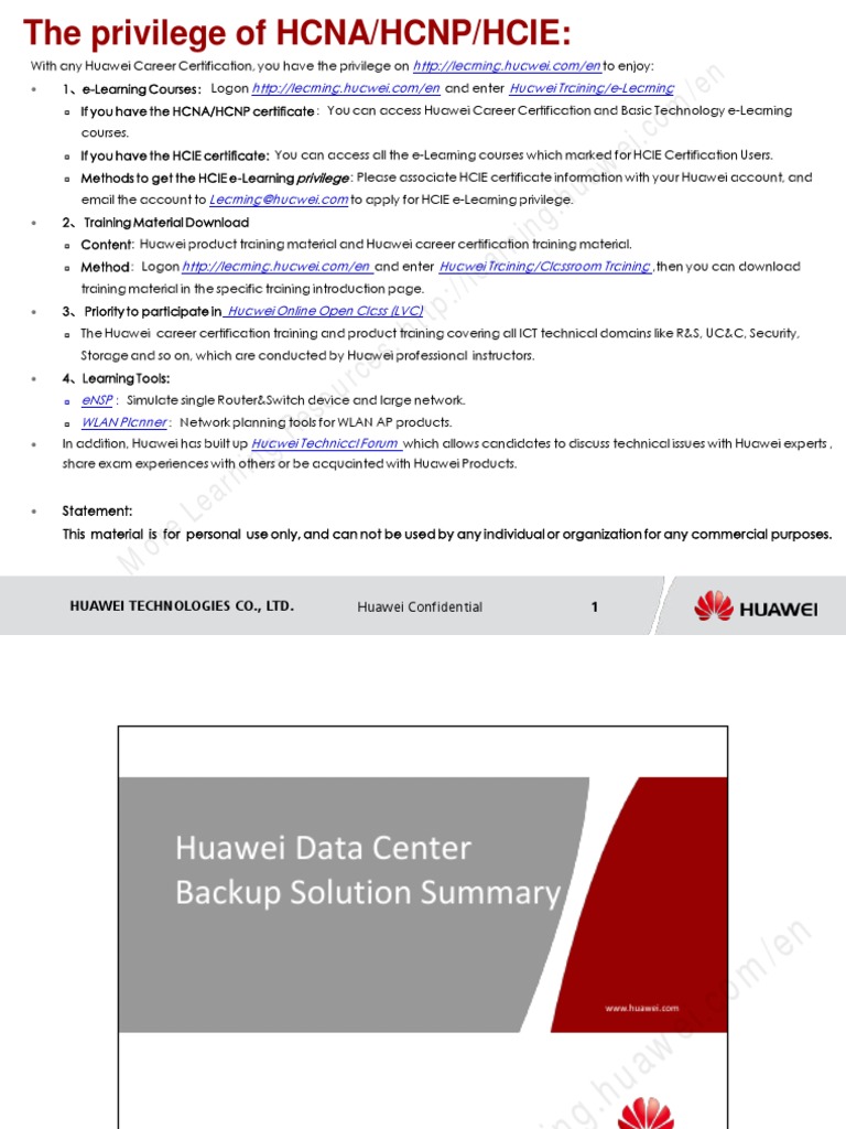 HCIE-DC V1.0 Training Material 5 Cloud Data Center Backup and Disaster Recovery Solutions | PDF ...