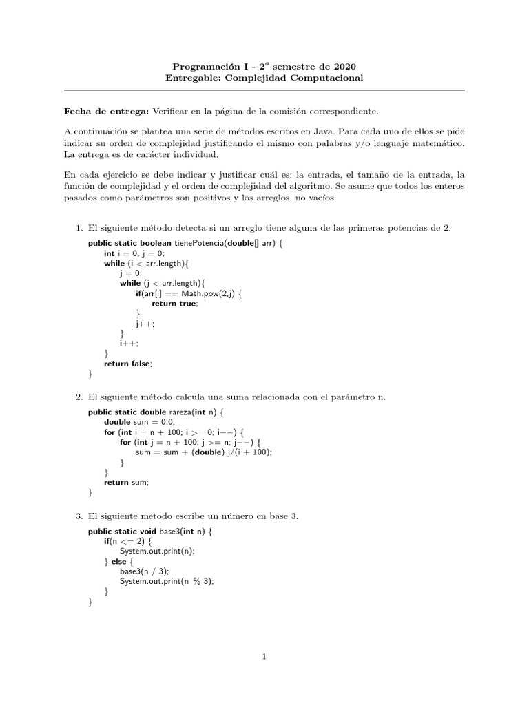 Entregable Complejidad | PDF | Estructura de datos de matriz | Algoritmos y Estructuras de Datos