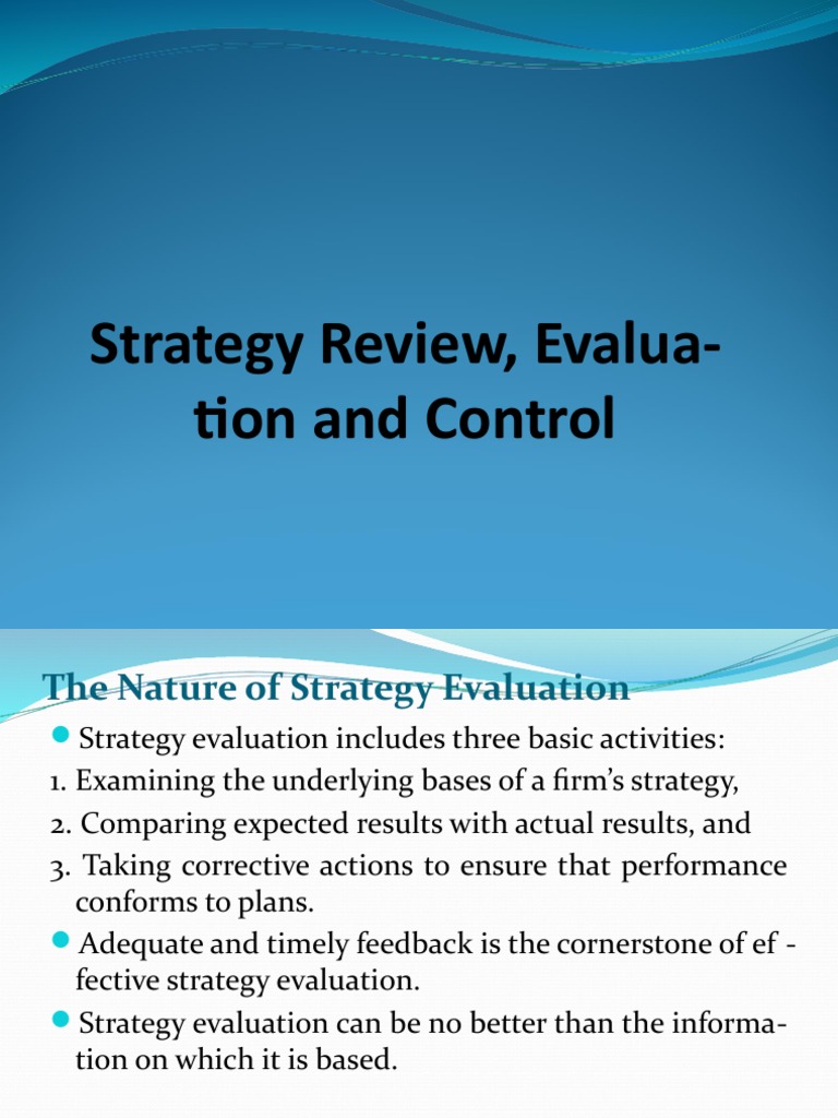 Strategy Evaluation and Control Guide | PDF | Strategic Management ...