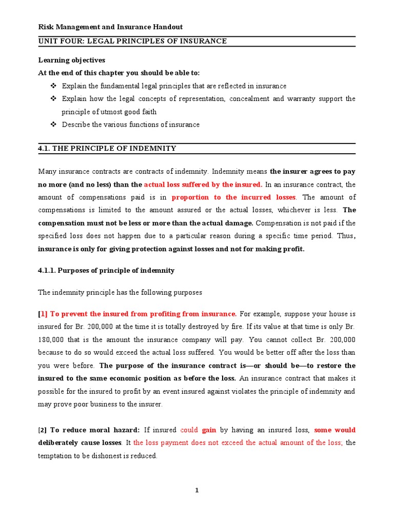 Unit 4 Legal Principles of Insurance | PDF | Insurance | Liability ...