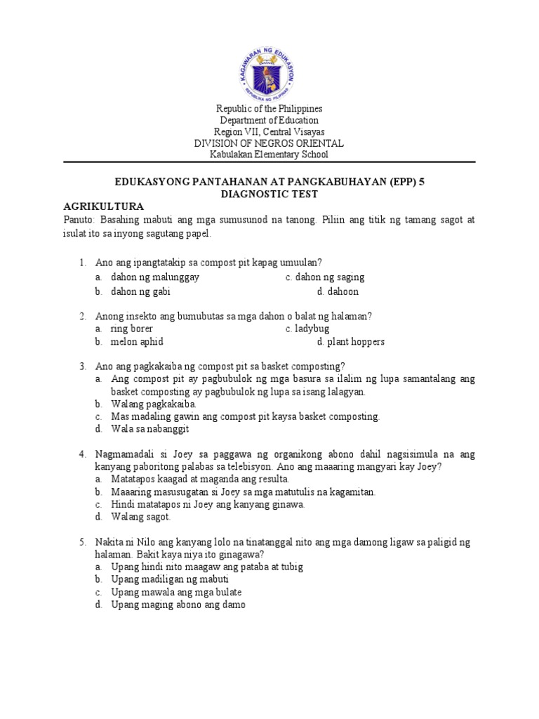 Diagnostic Grade 5 | PDF