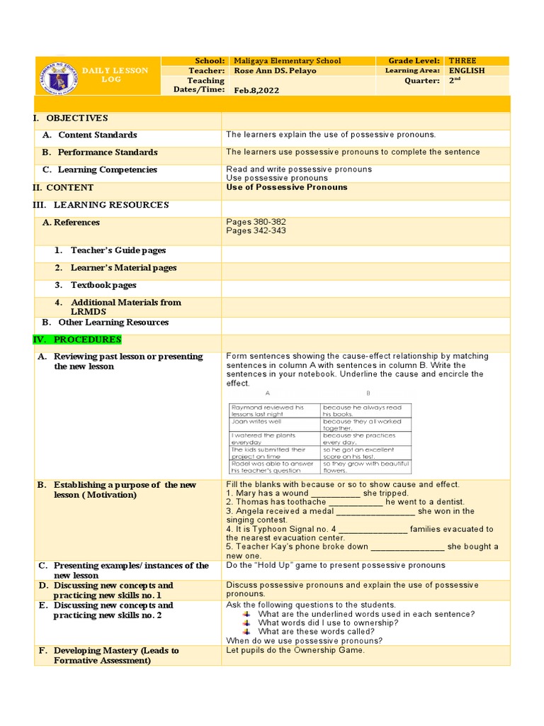 English 3 Cot | PDF | Teachers | Learning