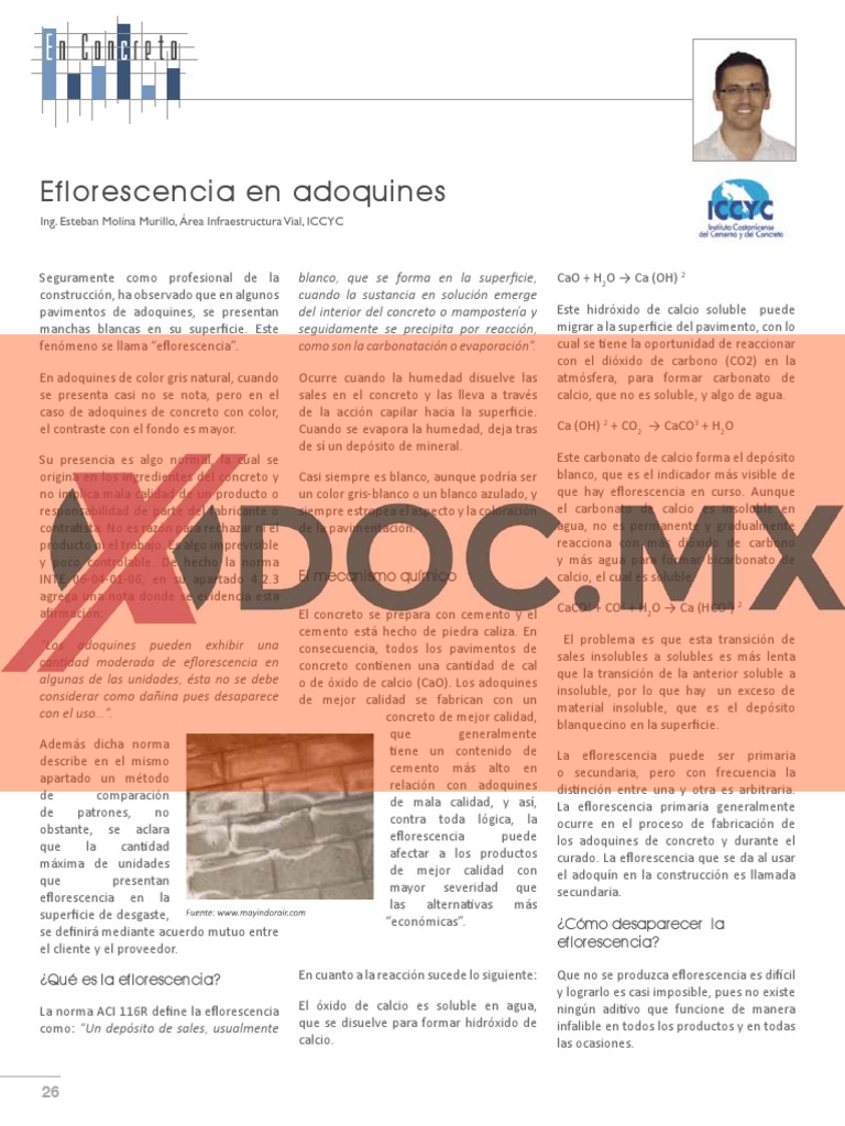 Xdoc - MX Eflorescencia en Adoquines | PDF | Hormigón | Calcio