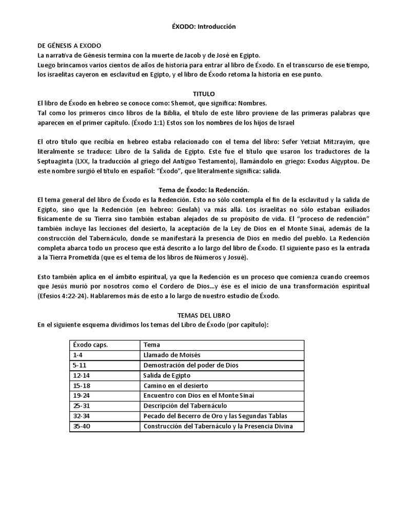 Estudio De Exodo Parte 1 Pdf Libro Del éxodo Libros Del Antiguo
