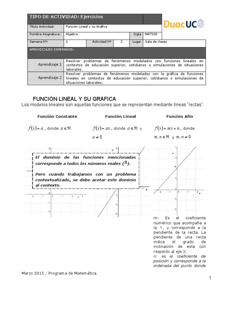 Ejercicios Resueltos de Funciones Lineales | PDF | Pendiente | Función ...