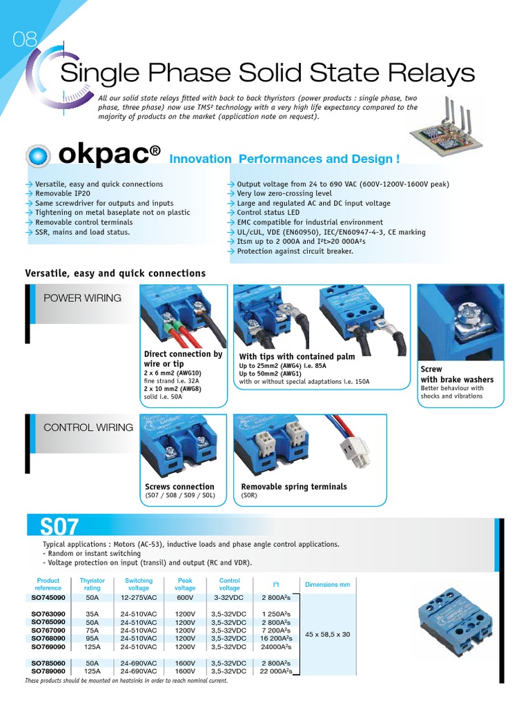 Okpac: Single Phase Solid State Relays | Download Free PDF | Relay | Electrical Engineering