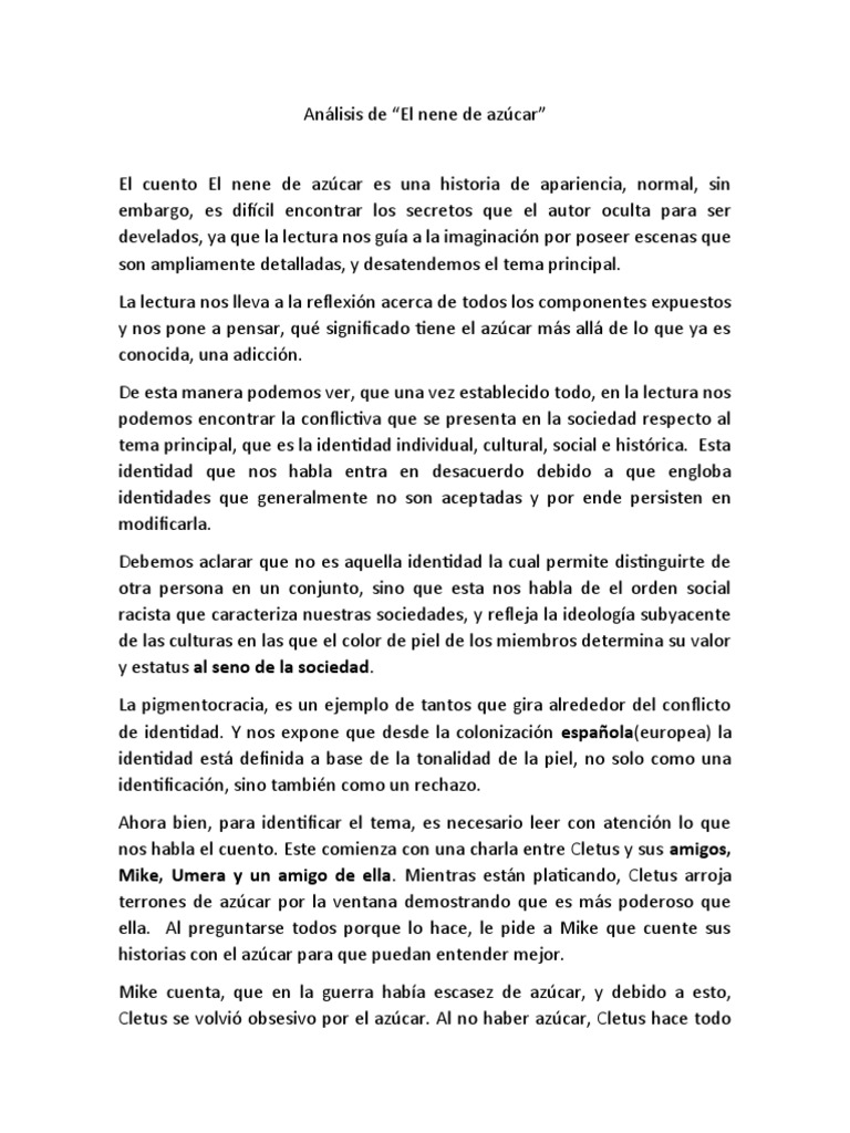 Análisis el nene de azúcar | PDF | Sociedad