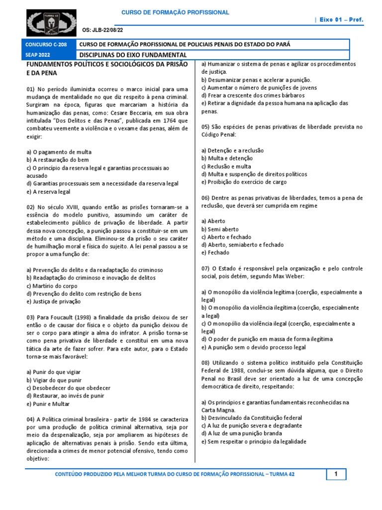 Exercicios PP - Modulo 01-2 | PDF | Direito Penal | Flexibilidade (anatomia)