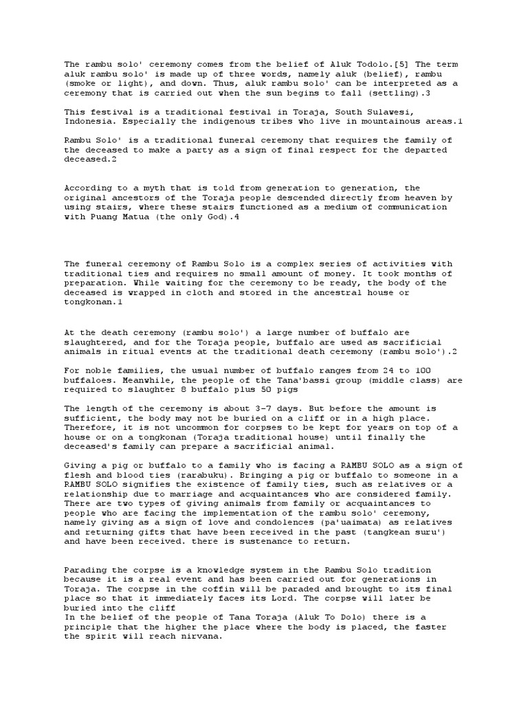 The Rambu Solo | PDF | Folklore | Ethnicity