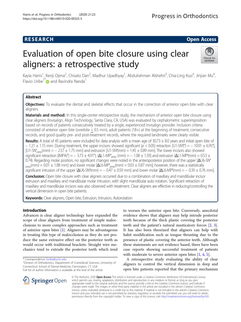 Evaluation of Open Bite Closure Using Clear Aligne | PDF | Dentistry ...