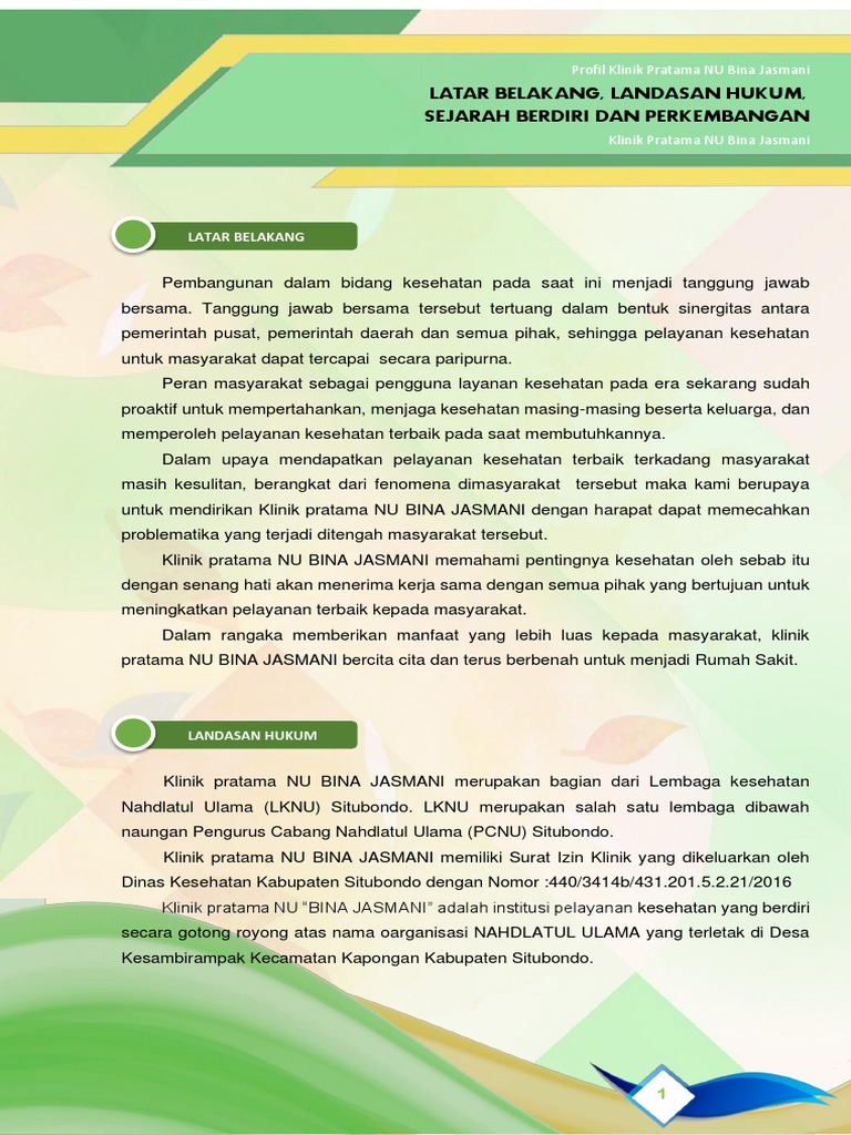 Profil Klinik Pratama Bina Jasmani Pdf