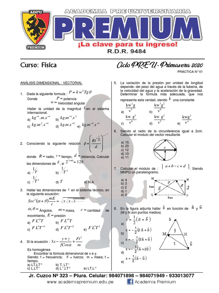 FIS PRIM PREU 01 Dimensional Vectoria | PDF | Vector Euclidiano | Velocidad