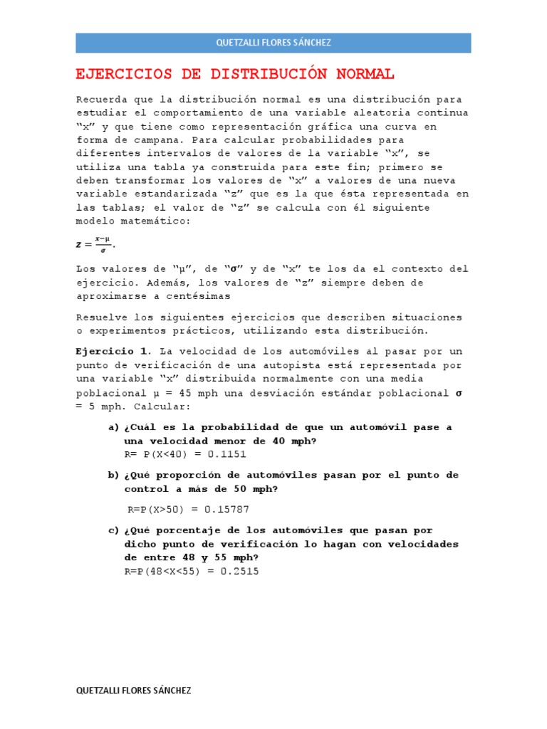 Tarea Distribución Normal | PDF | Distribución normal | Estadísticas