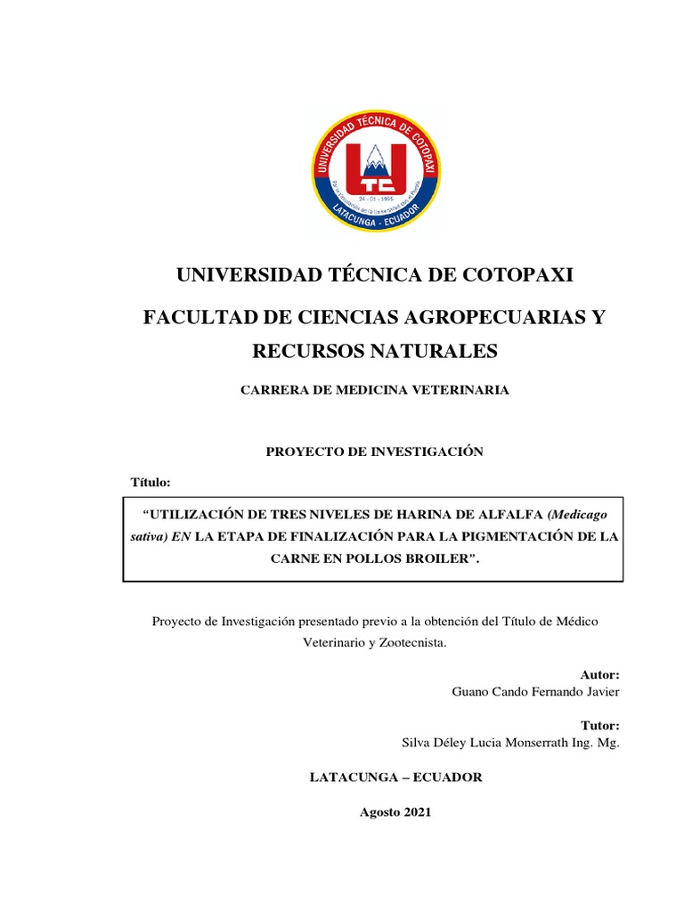 Proyecto de Investigacion Tesis Guia | PDF | Alimentos