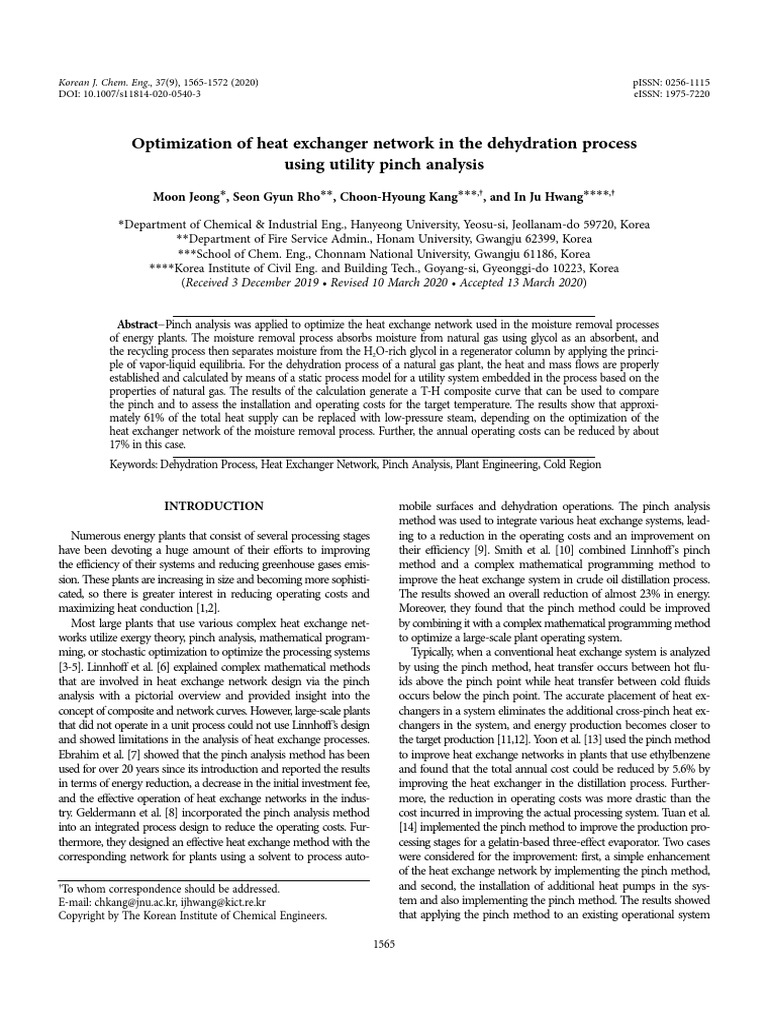 Optimization of Heat Exchanger Network in The Dehydration Process | PDF | Heat Exchanger | Heat ...