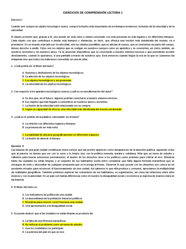 Ejercicios de Comprensión Lectora | PDF | Verdad | Teoría