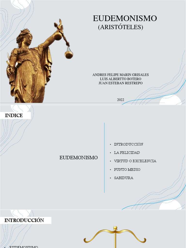 Eudemonismo Presentacion | PDF | Felicidad | Aristóteles