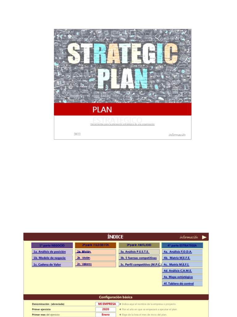 12) Archivo Plantillas para Elaborar Un Plan Estrategico | PDF | Análisis FODA | Gestión de ...