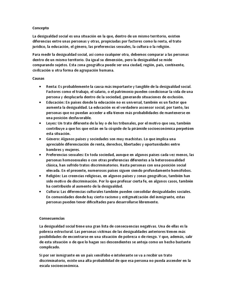 Desigualdad Social | PDF | Desigualdad social | Discriminación y ...