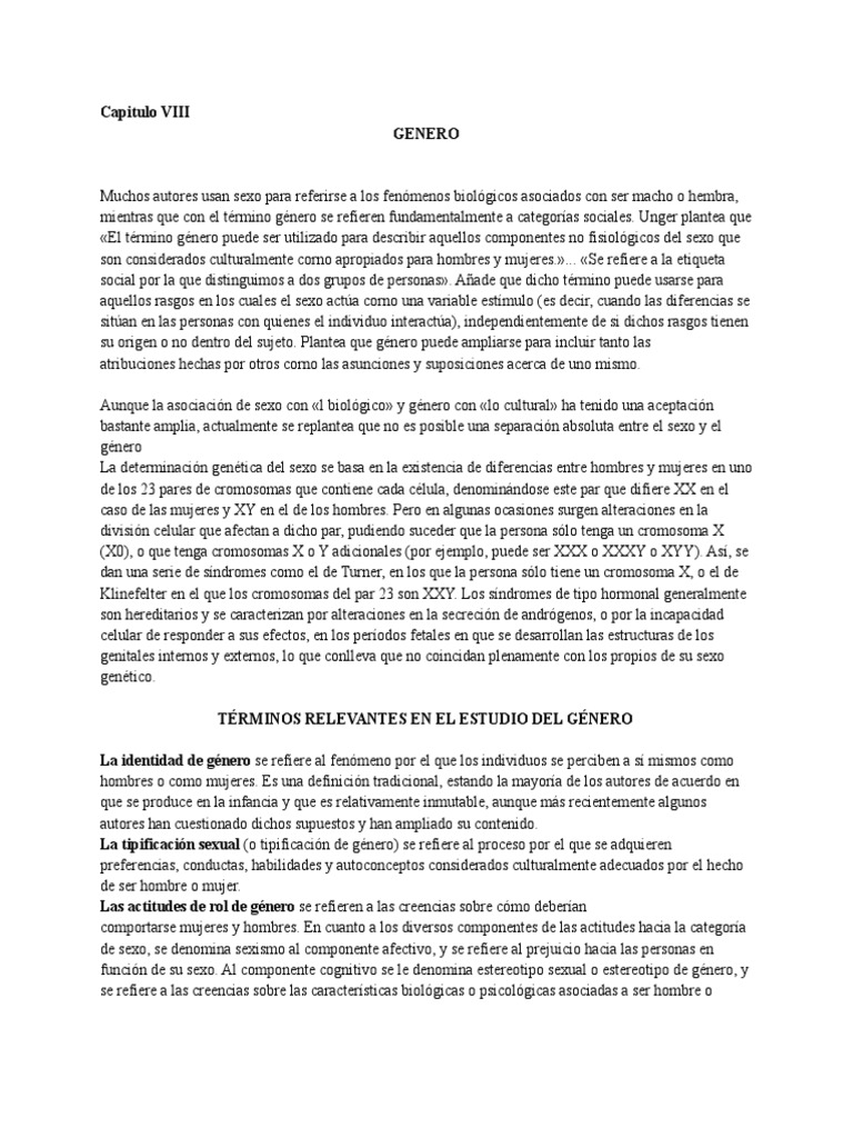 Resumen Del Genero | PDF | Estudios de género | Género