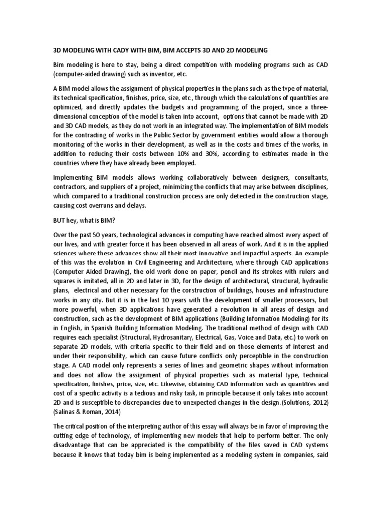 3d Modeling With Cady With Bim | PDF | Building Information Modeling | Computer Aided Design