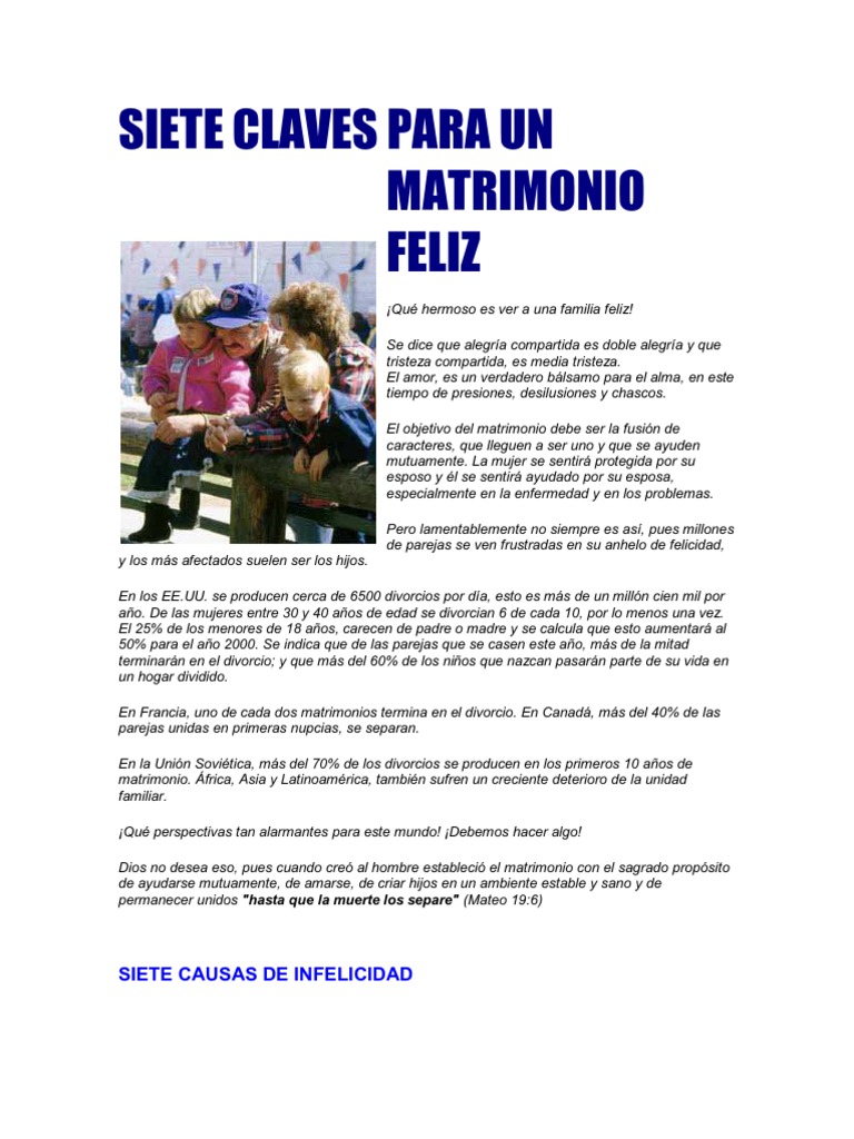 Siete Claves para Un Matrimonio Feliz | PDF | Matrimonio | Amor