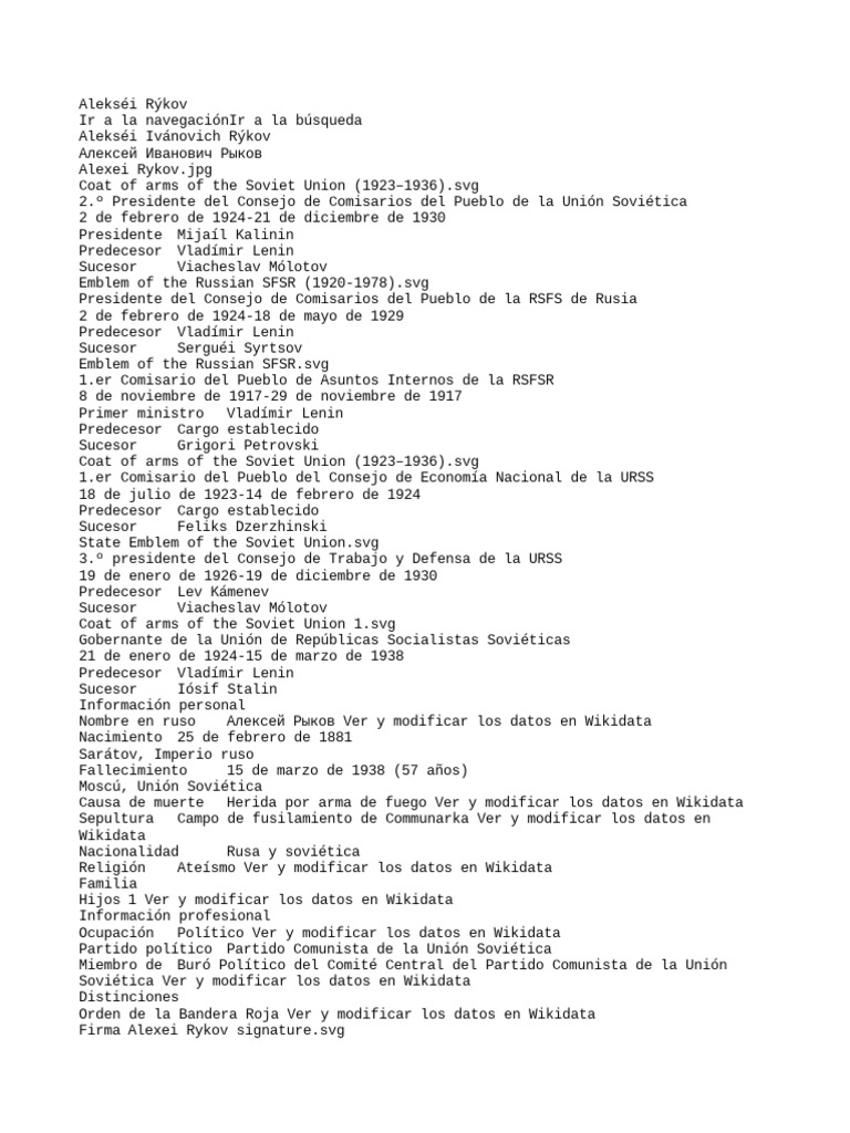 Aleksei Ivanovich Rykov | PDF | Vladimir Lenin | Unión Soviética