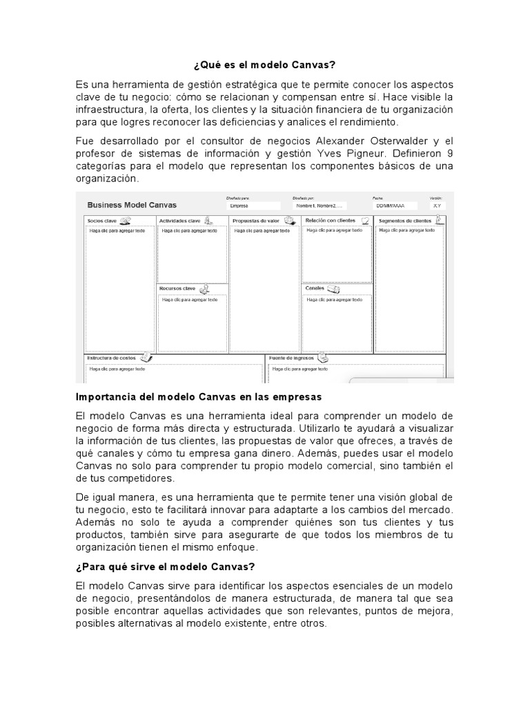 Guía del Modelo Canvas para Negocios | PDF | Cliente | Modelo de negocio