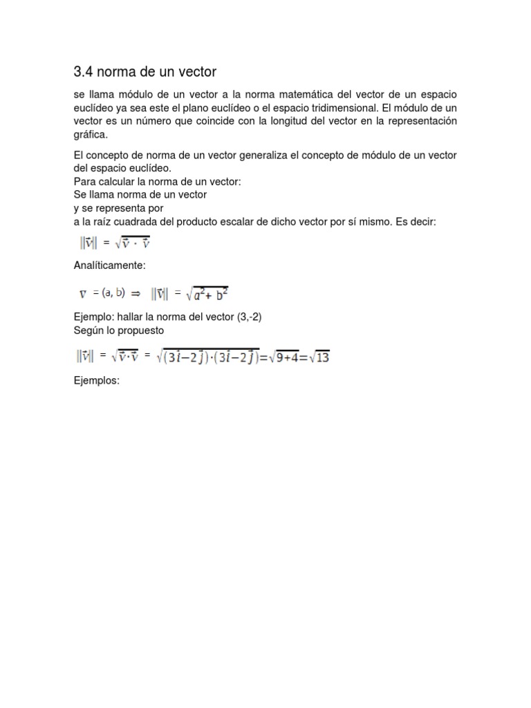 Norma de Un Vector y Ejercicios Resueltos Operaciones Con Vectores | PDF
