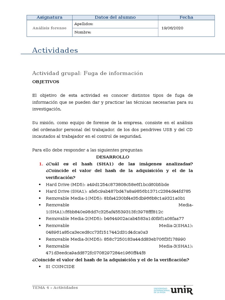 Fuga de Informaci N Actividad Grupal | PDF | Microsoft Office | Software