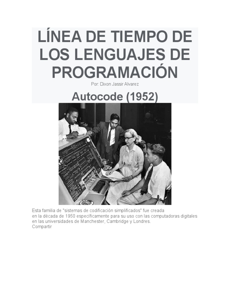 Línea de Tiempo de Los Lenguajes de Programació1 | PDF | Lenguaje de ...
