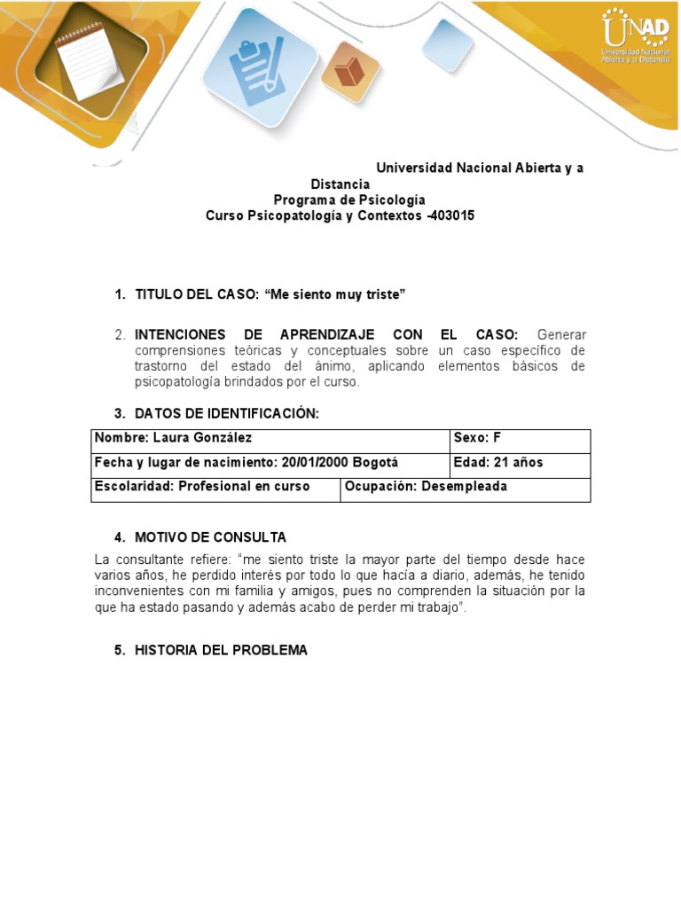 Caso Laura | Descargar gratis PDF | Sicología | Conceptos psicologicos
