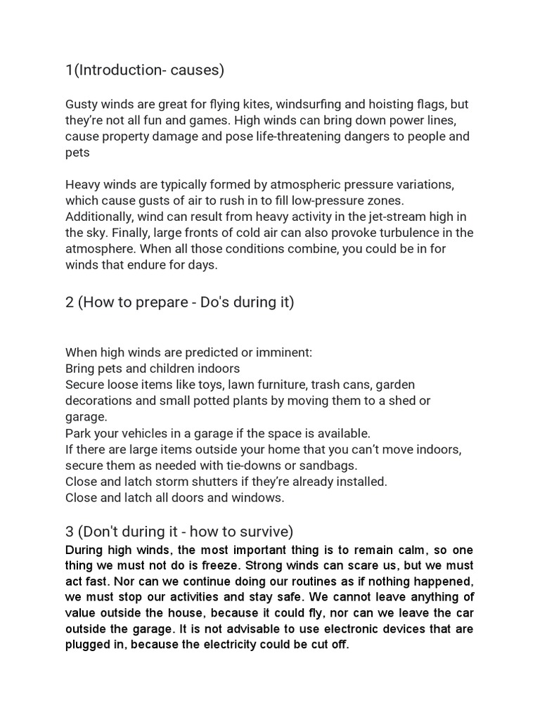 High Wind Safety: Preparation Tips | PDF | Business | Home & Garden