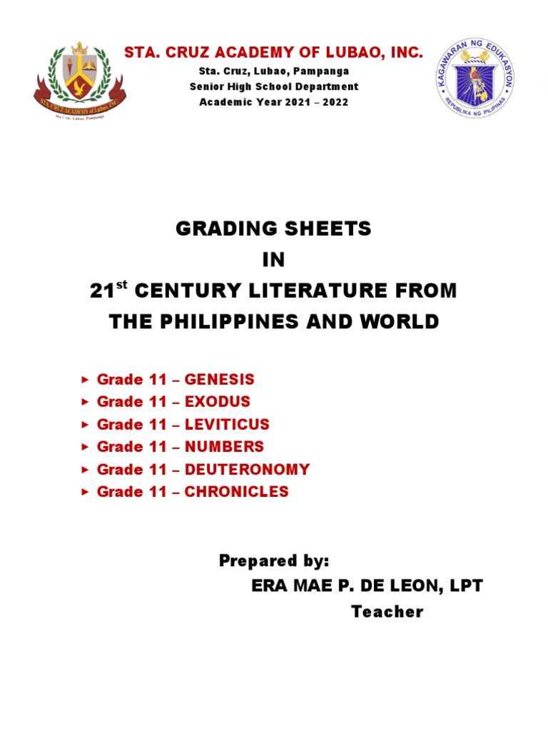 Grading Sheets Cover Page | PDF