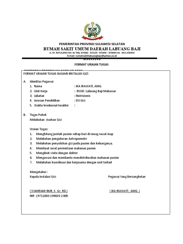 Format Uraian Tugas | PDF