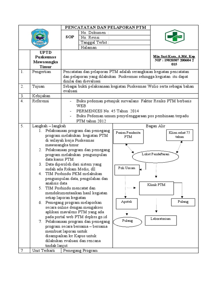 SOP Pencatatan-Dan-Pelaporan-Ptm | PDF
