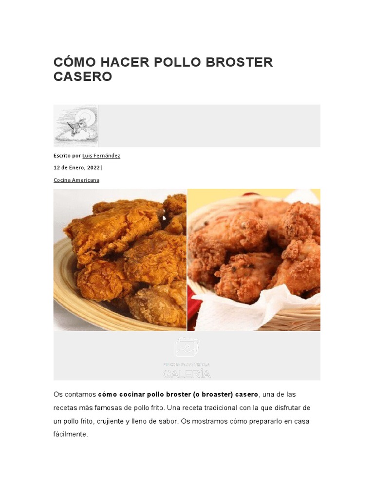 Pollo Broster | PDF | Fritura | Preparación de comida y bebida